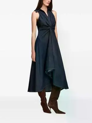 Cinq À Sept Sherri Twist-detail Denim Midi Dress - Blue