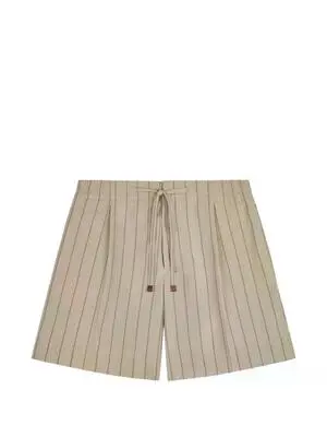 TOD'S Short In Striped Silk - Neutrals