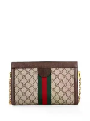 Gucci Ophidia Chain Shoulder Bag Gg Coated Canvas Small Crossbody Bag - Brown