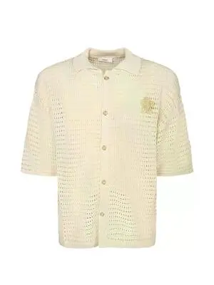 Commas Crochet-knit Flower-patch Shirt