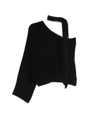 Federica Tosi One-shoulder Sweater And Scarf Set - Black