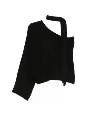 Federica Tosi One-shoulder Sweater And Scarf Set - Black