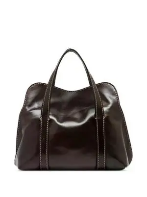 GIANNI CHIARINI Marghe Medium Contrast-stitch Leather Tote Bag - Brown