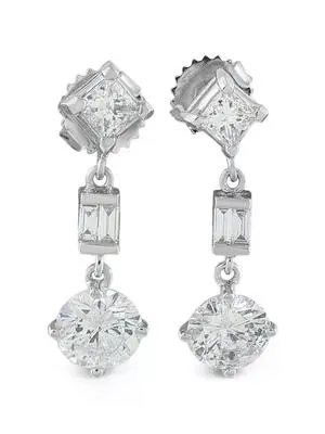 LB EXCLUSIVE 18k White Gold Diamond Drop Earrings - Silver