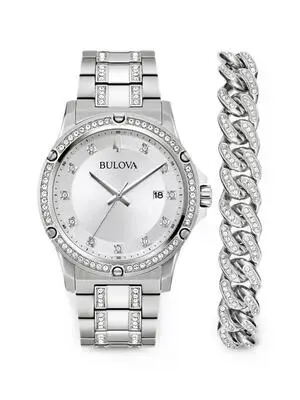 Bulova Crystal 42mm Watch - Silver