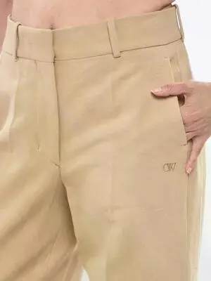 Off-White Logo-embroidered Wide-leg Pants - Neutrals