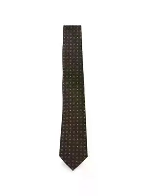 Saint Laurent Jacquard Silk Neck Tie - Brown