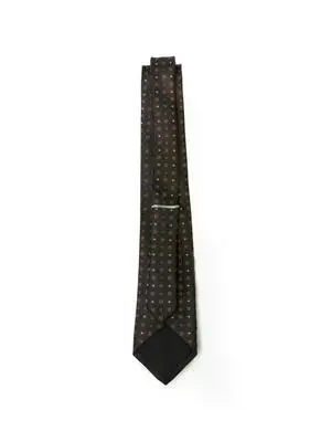 Saint Laurent Jacquard Silk Neck Tie - Brown