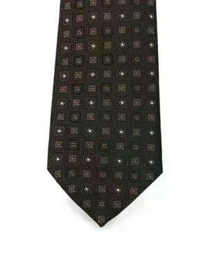 Saint Laurent Jacquard Silk Neck Tie - Brown