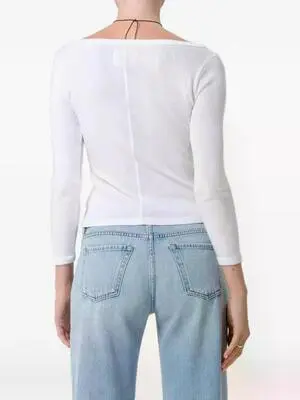 Citizens Of Humanity Long-sleeve Ribbed Knit V-neck T-shirt - White
