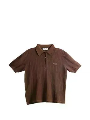 Miu Miu Cotton Knit Polo Shirt Wmns Cocoa - Brown