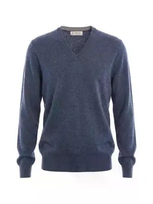 Brunello Cucinelli V-neck Cashmere Sweater - Blue