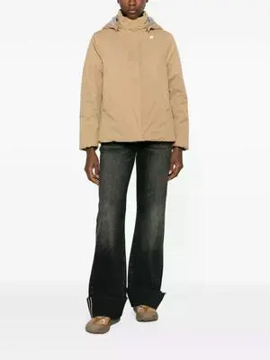 K-WAY Marlette Hooded Jacket With Logo Patch - Neutrals