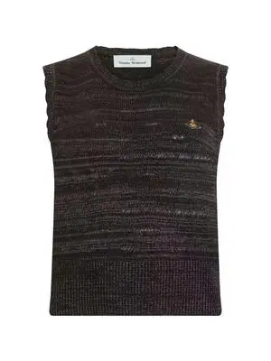 VIVIENNE WESTWOOD Orb Embroidered Distressed Sweater Vest