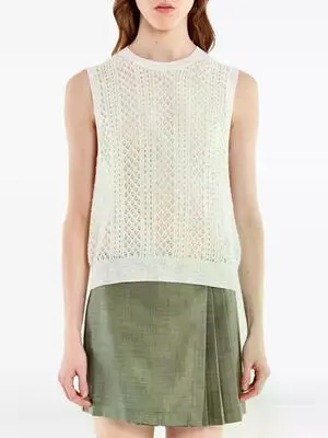 VICOLO Pointelle Knit Sleeveless Top - Neutrals