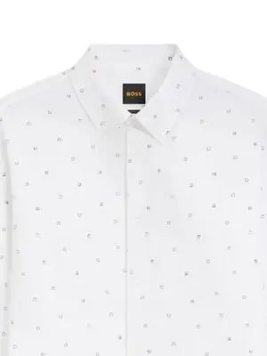 BOSS Relaxed-fit Shirt In Printed Cotton Jersey - White