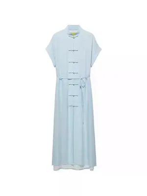 Shanghai Tang Frog-button Belted Shirt Dress
