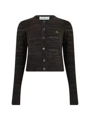 VIVIENNE WESTWOOD Orb-embroidered Puff-sleeve Cardigan - Black