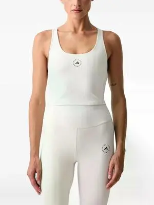 Adidas By Stella McCartney Logo-print Racerback Cropped Tank Top - White