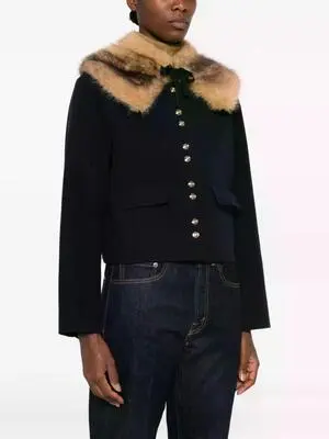 Maje Faux-fur Collar Button-down Coat