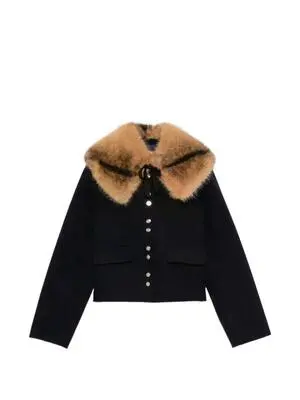 Maje Faux-fur Collar Button-down Coat