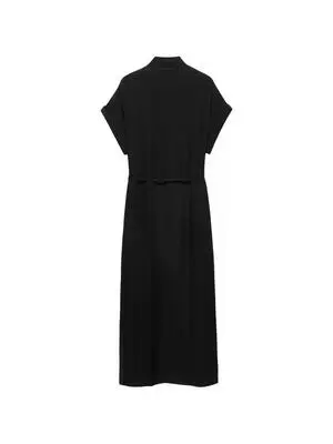 Shanghai Tang Mandarin Collar Silk Frog Fastening Shirt Dress