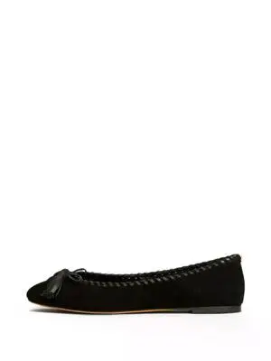 TWINSET Suede Ballet Flats With Bow - Black