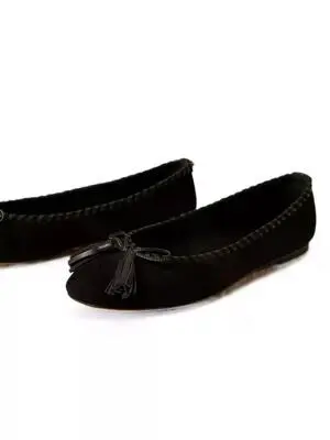 TWINSET Suede Ballet Flats With Bow