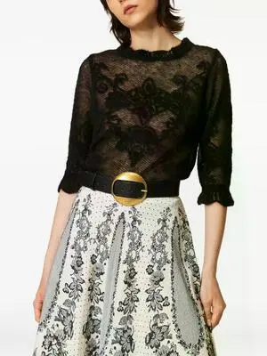 TWINSET Jacquard Alpaca Blend Jumper With Scalloped Trim