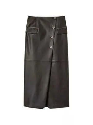 TWINSET Leather-like Wrap Skirt - Black