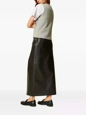 TWINSET Leather-like Wrap Skirt