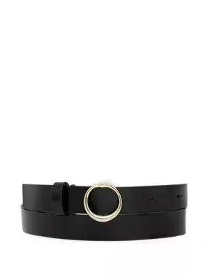 TRUSSARDI Circular Buckle Leather Belt