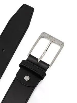 TRUSSARDI Engraved-logo Buckle Belt - Black