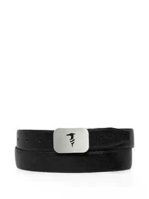 TRUSSARDI Logo-plaque Pebbled Belt - Black