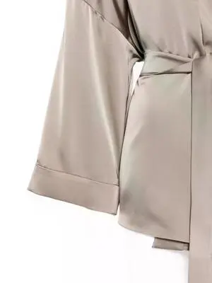 Marina Rinaldi Butterfly Belted Satin-finish Blouse