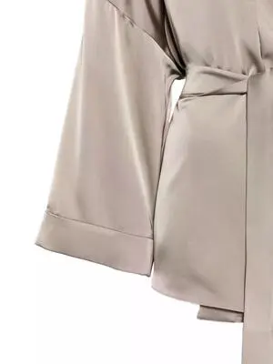 Marina Rinaldi Butterfly Belted Satin-finish Blouse