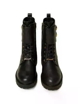 TWINSET Leather Combat Boots With Buckled Straps