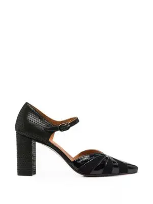 Chie Mihara Pointed-toe Heeled Pumps With Snakeskin-effect Panels - Black