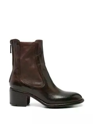 LEMARGO Rear-zip Leather Ankle Boots - Brown