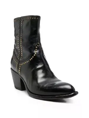 LEMARGO Stud Embellished Leather Ankle Boots