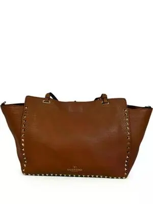 Valentino Garavani 2010s Rockstud Trapeze Tote Bag - Brown