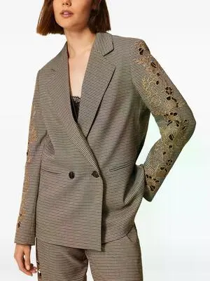 TWINSET Houndstooth Blazer With Embroidery