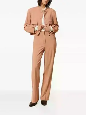 TWINSET Straight Twill Trousers With Pockets