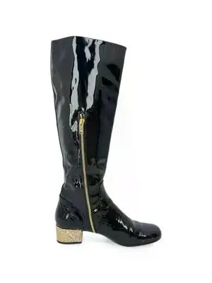 Saint Laurent Glitter Heel Knee-high Boots