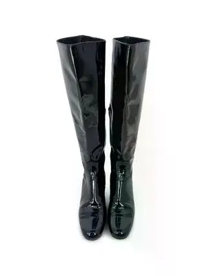 Saint Laurent Glitter Heel Knee-high Boots
