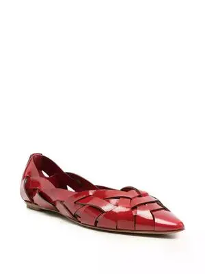 DEL CARLO Woven Patent-leather Ballet Flats - Red
