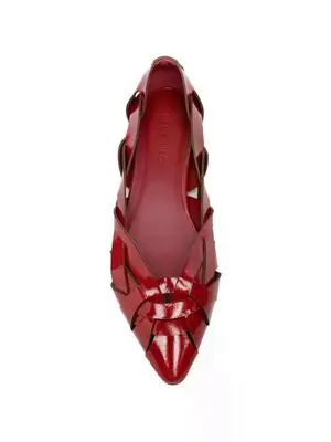 DEL CARLO Woven Patent-leather Ballet Flats - Red