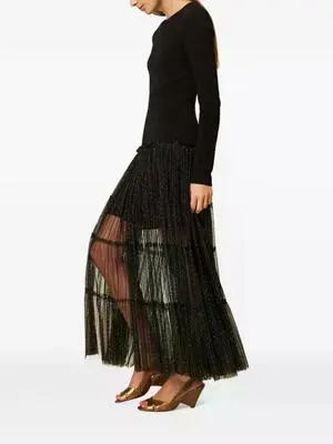 TWINSET Long Sleeve Tiered Tulle Dress