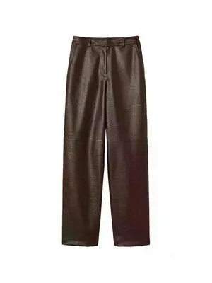 TWINSET Wide Faux-leather Trousers - Brown