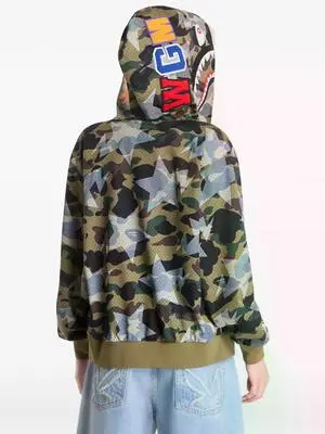 A BATHING APE Shark Camouflage Print Mesh Hoodie
